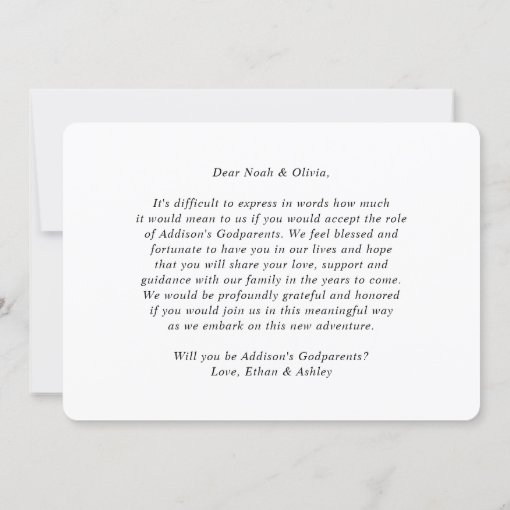 1 Photo Godparents Proposal Modern Elegant Script Invitation | Zazzle