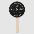 1 Photo Graduation Black Gold Script Hearts Cap Hand Fan | Zazzle