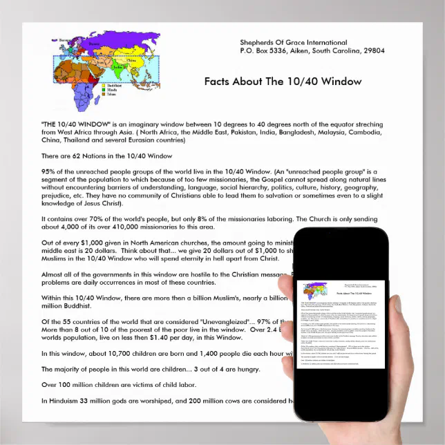 1 Poster - Facts about the 10/40 Window | Zazzle