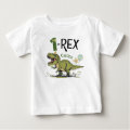 1-Rex Cute Dinosaur Theme 1st Birthday Party Name Baby T-Shirt | Zazzle