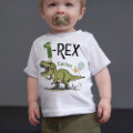 1-Rex Cute Dinosaur Theme 1st Birthday Party Name Baby T-Shirt | Zazzle