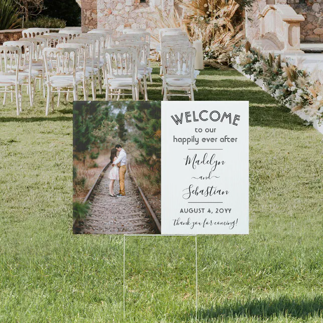1 Sided Happily Ever After Wedding Welcome Yard Sign | Zazzle