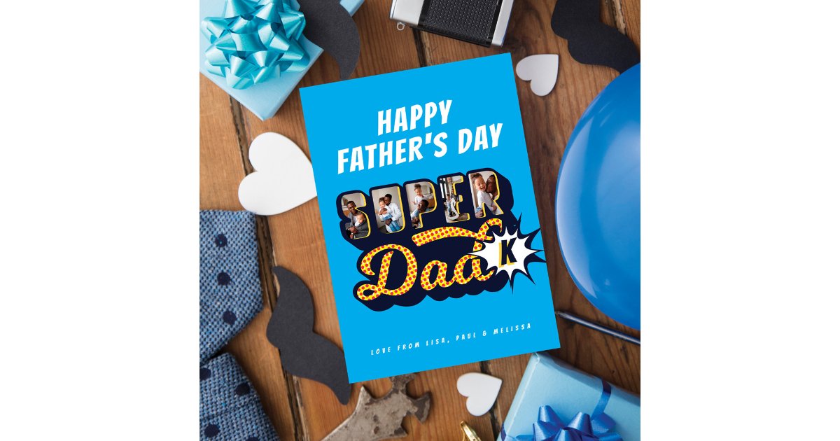 #1 Super Dad Superhero Comic Book Father's Day Card | Zazzle