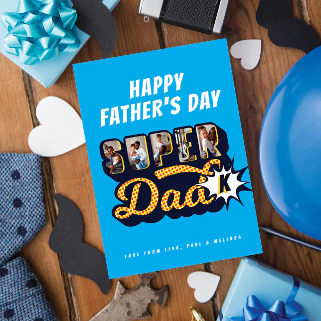 #1 Super Dad Superhero Comic Book Father's Day Card | Zazzle