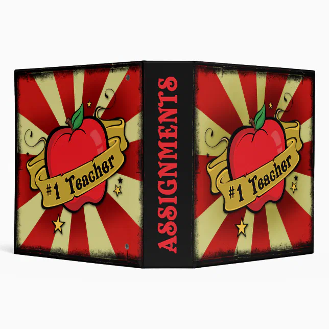 #1 Teacher Assignments Binder (tattoo style). | Zazzle