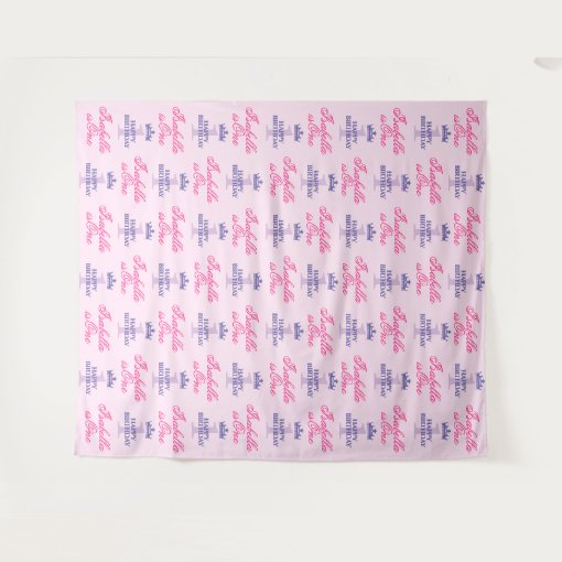 1 Year Old Birthday Girl Backdrop Step and Repeat | Zazzle