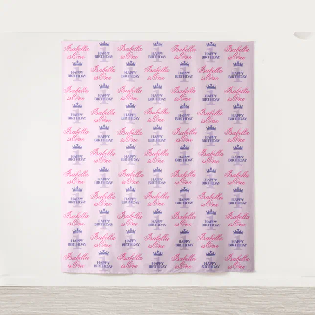 1 Year Old Birthday Girl Backdrop Step and Repeat | Zazzle