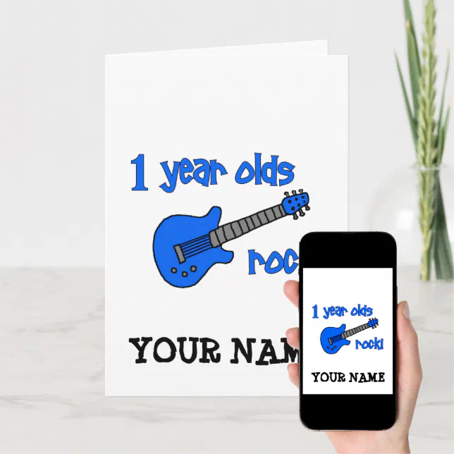 1 year olds rock! Personalized Baby's 1st Birthday Card | Zazzle