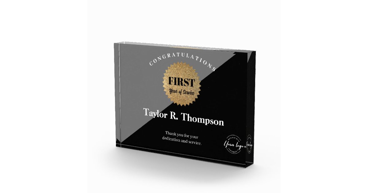 1 Year work anniversary employee appreciation Acrylic Award | Zazzle
