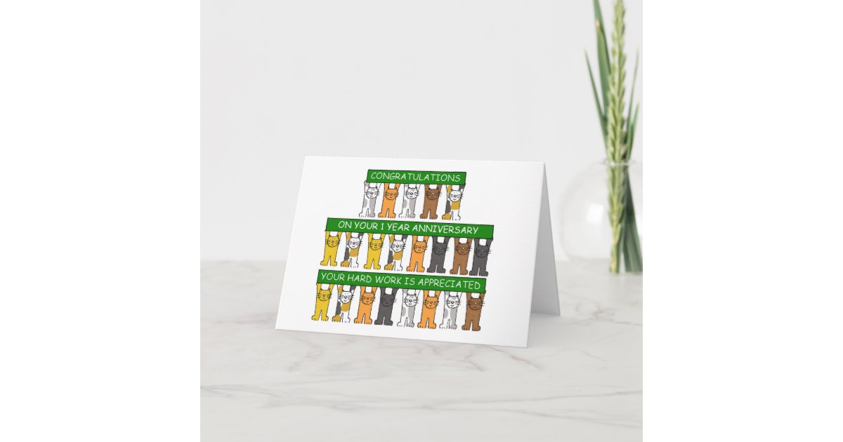 1 Year Work Anniversary for Employee Card | Zazzle