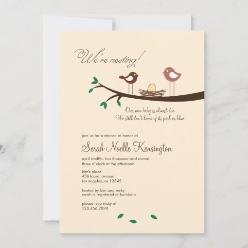 1 Yellow Egg Nesting Birds Baby Shower Invitation | Zazzle