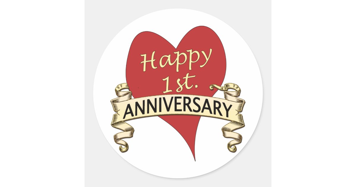1st. Anniversary Classic Round Sticker | Zazzle