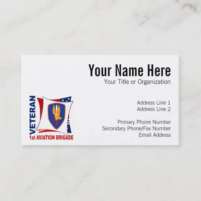 1st AVN BDE Veteran Business Card | Zazzle