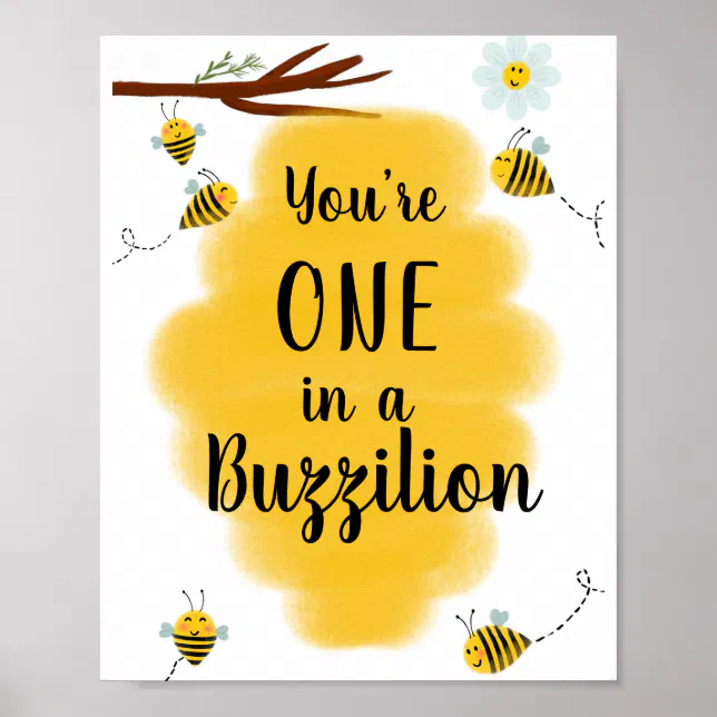 1st Bee Day | Bumble Bee Birthday Party Sign | Zazzle