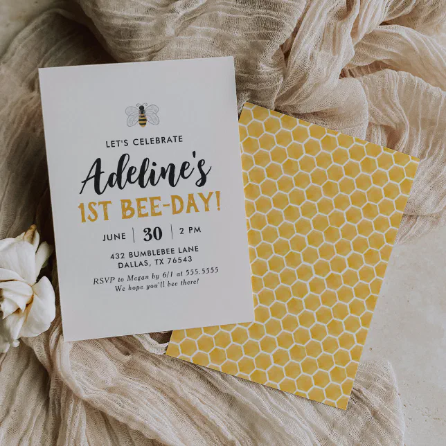 1st Bee Day Bumblebee Birthday Invitation | Zazzle