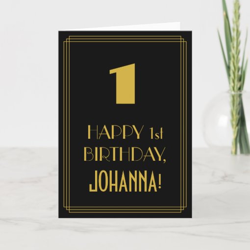 1st Birthday – Art Deco Inspired Look "1" & Name Card | Zazzle