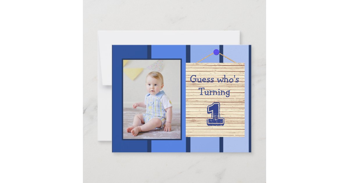 1st Birthday Blue Baby Boy Party Invitations | Zazzle