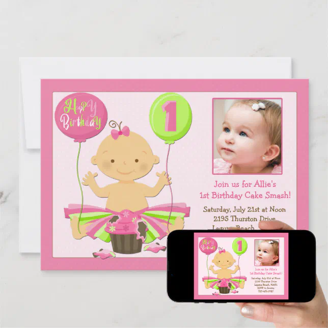 1st Birthday Cake Smash Party Invitation | Zazzle