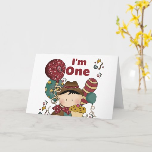 1st Birthday Cowboy Tshirts and Gifts Card | Zazzle