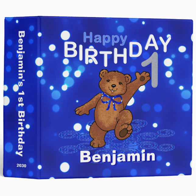 1st Birthday Dancing Teddy Bear Memories 2 Inch 3 Ring Binder | Zazzle