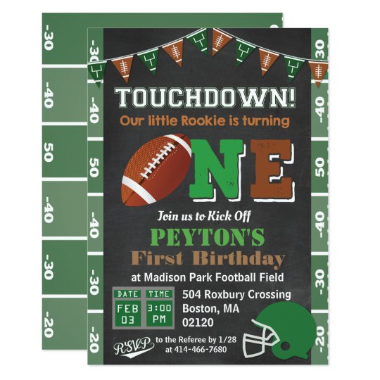1st Birthday Football Party Chalkboard Invitation | Zazzle.com