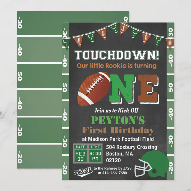 1st Birthday Football Party Chalkboard Invitation | Zazzle