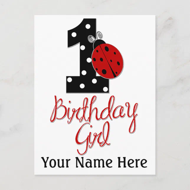 1st Birthday Girl - Lady Bug - 1 - Ladybug Postcard | Zazzle