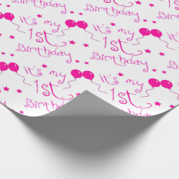 1st birthday girl theme wrapping paper | Zazzle