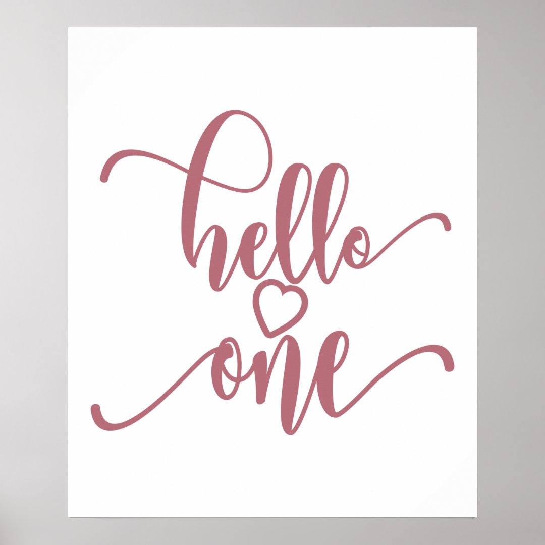 1st Birthday Girls Hello One Cute 1 Year Old Baby Poster | Zazzle