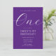 1st Birthday Girl's Purple Simple One Year Old Invitation | Zazzle