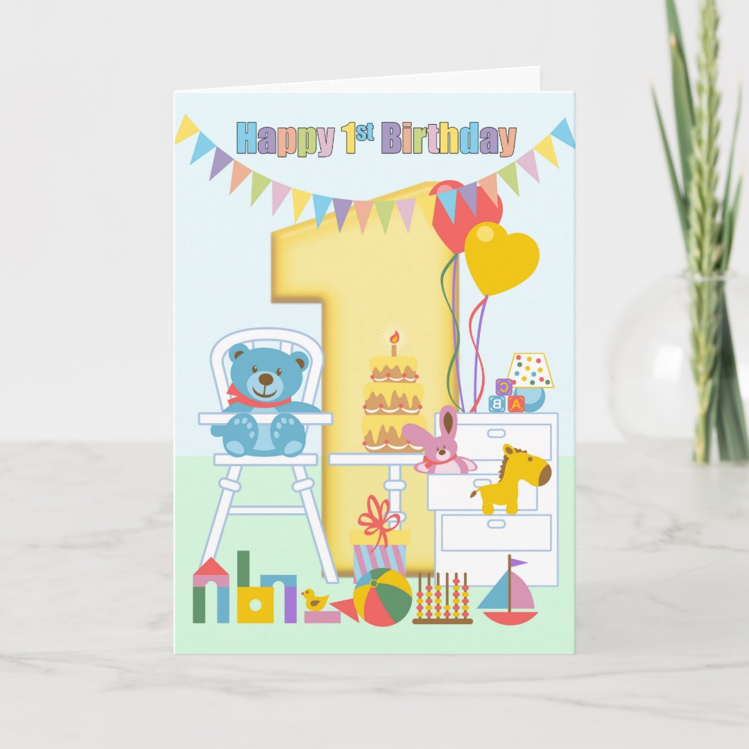 1st Birthday Greeting Card, Happy First Birthday Card | Zazzle