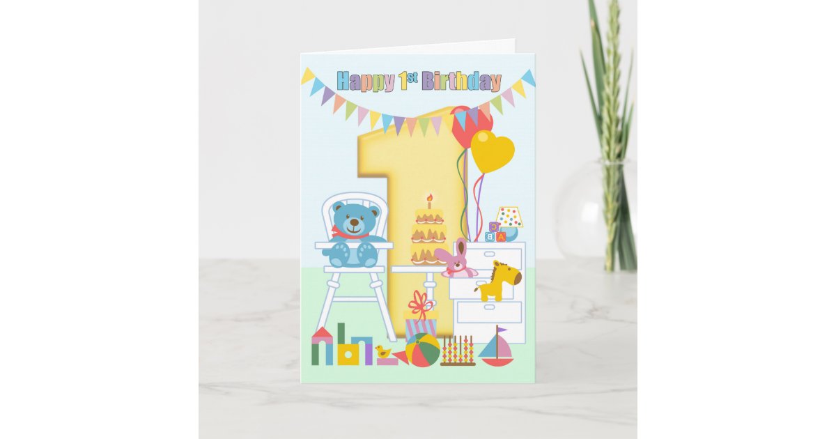 1st Birthday Greeting Card, Happy First Birthday Card | Zazzle