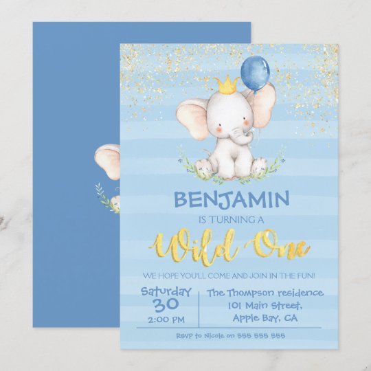 1st Birthday Invitations | Baby Elephant Boy | Zazzle.com