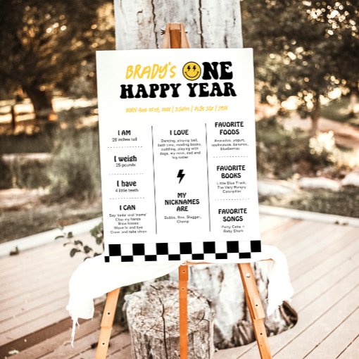1st Birthday Milestone Board, One Happy Dude Smile Foam Board | Zazzle