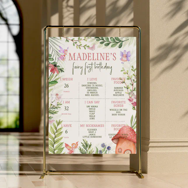 1st Birthday Milestone Fairy First Foam Board | Zazzle