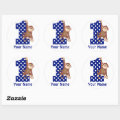 1st Birthday Monkey Blue Sicker Classic Round Sticker | Zazzle