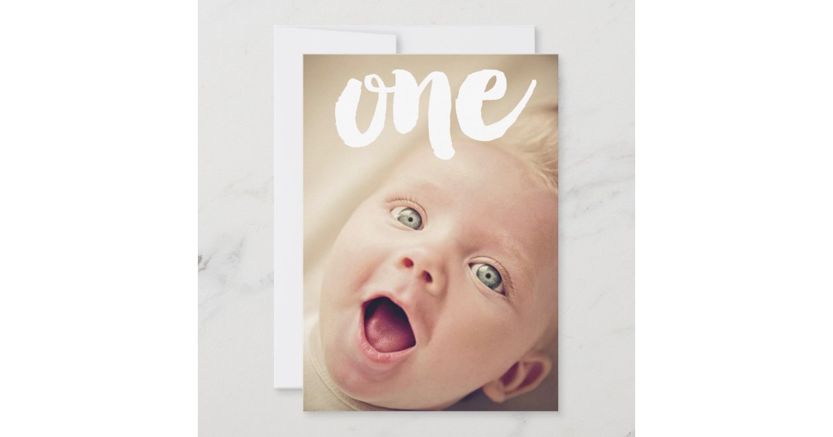 1st Birthday Number One Photo Overlay Invitation | Zazzle