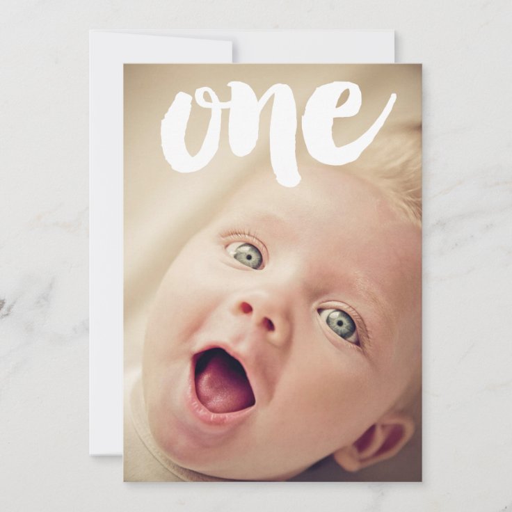 1st Birthday Number One Photo Overlay Invitation | Zazzle