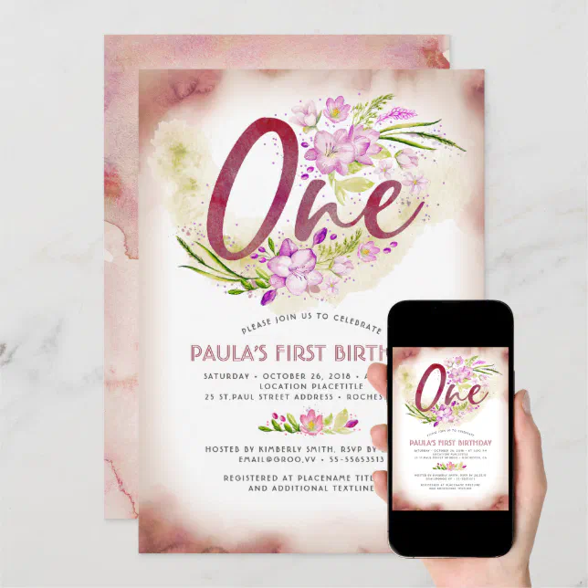 1st Birthday Party Birthday One Invitations | Zazzle