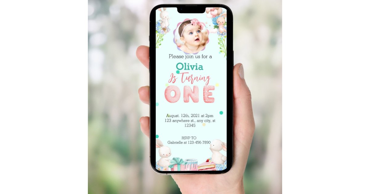 1st Birthday party Phone invitations | Zazzle