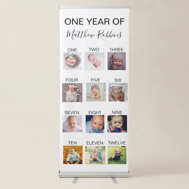 1st Birthday Party Photo milestone Retractable Banner | Zazzle