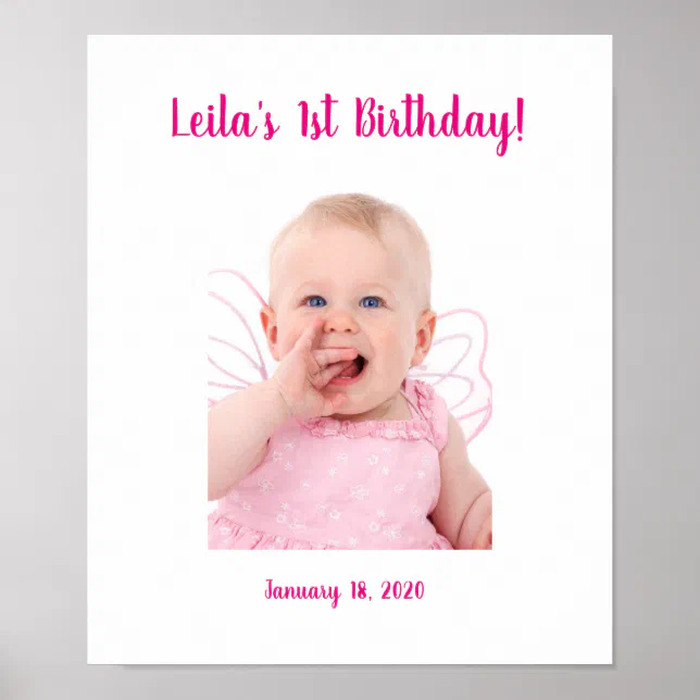 1st Birthday photo custom Sign In Party Board | Zazzle