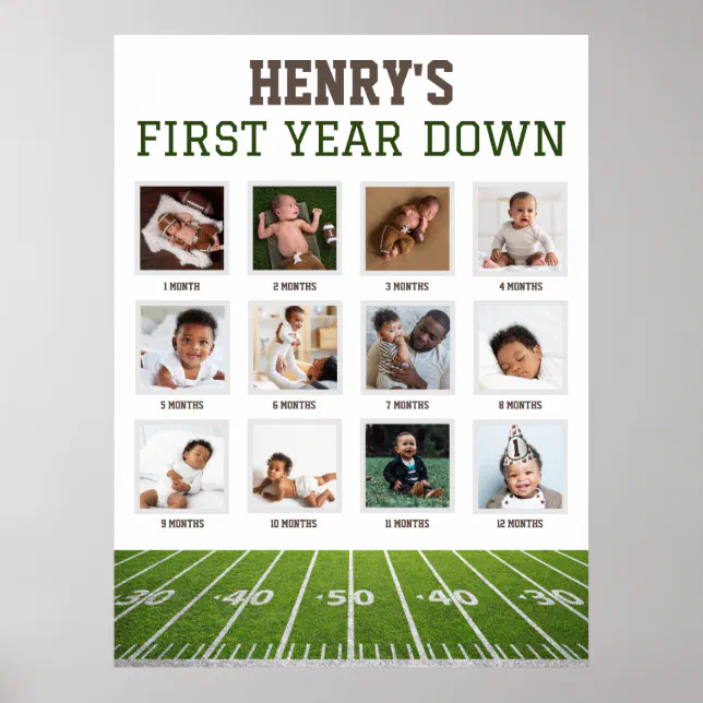 1st Birthday Photo Sign | Football First Year Down | Zazzle