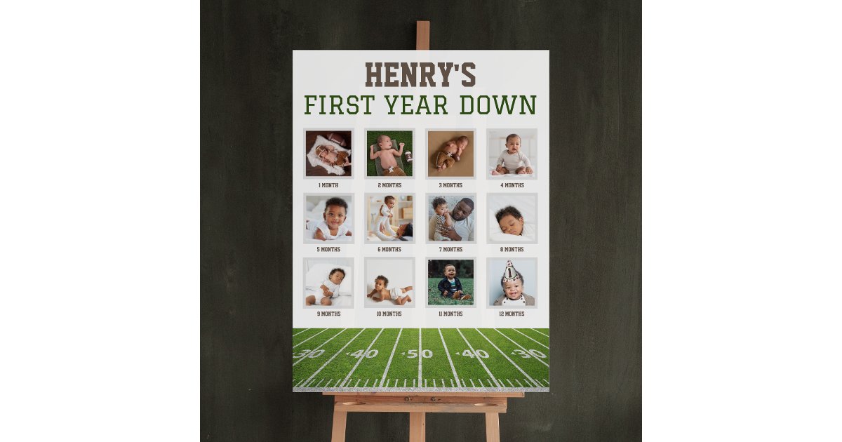1st Birthday Photo Sign | Football First Year Down | Zazzle