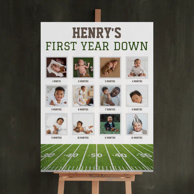 1st Birthday Photo Sign | Football First Year Down | Zazzle