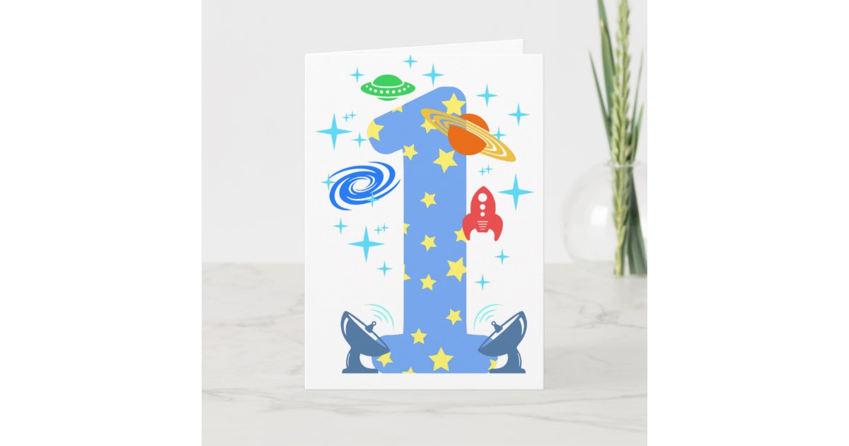 1st Birthday Space Boy Birthday Card | Zazzle