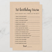 1st Birthday Trivia editable game | Zazzle