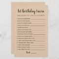 1st Birthday Trivia editable game | Zazzle