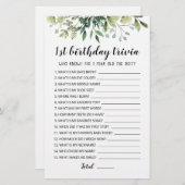 1st Birthday Trivia editable game | Zazzle