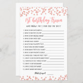 1st Birthday Trivia editable game | Zazzle